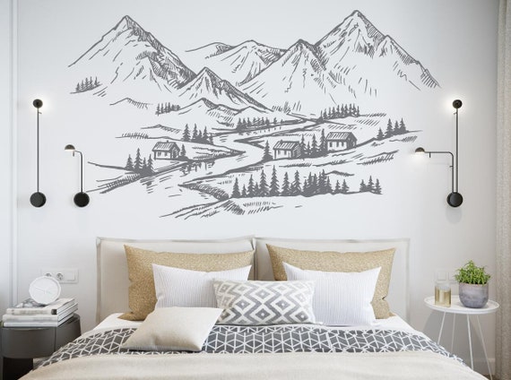 Large Mountains Landscape Wall Sticker for Kids Room Nursery | Etsy