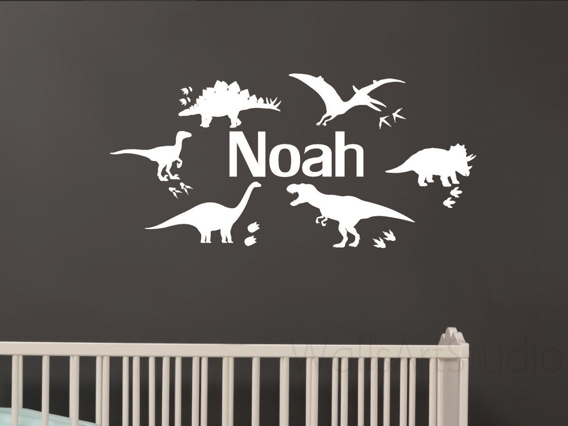 Dinosaur Name Wall Decals, Dinosaur Stickers, Nursery Kid's Dinosaur ...