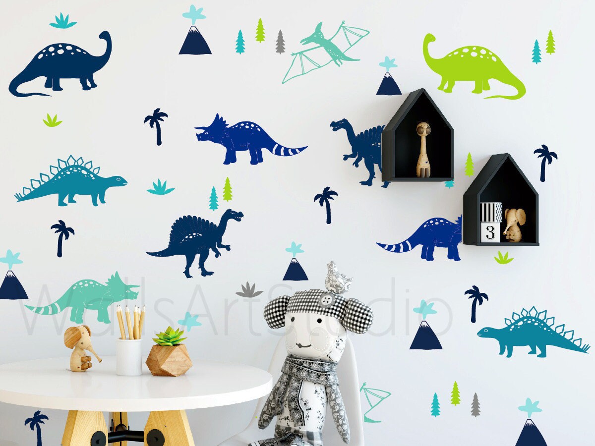 Dinosaur Wall Decal Dinosaurs Sticker 32 Pcs Set Dinosaurs | Etsy
