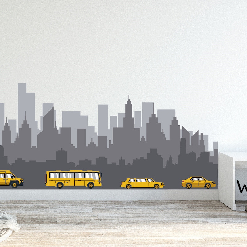 Cityscape Wall Decal - Etsy