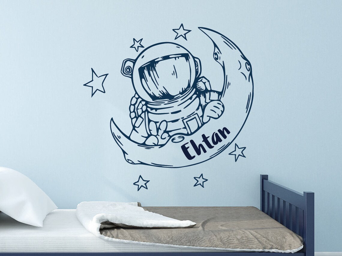 Space Personalized Name Wall Vinyl Decals Boys Room Wall | Etsy