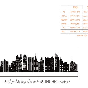 City Skyline Wall Decal,large City Decal,city Vinyl Wall Sticker ...