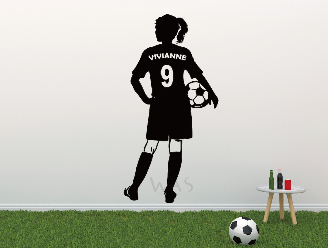 Custom Name Girl Soccer Player Wall Decal Personalized Kids Room Decor ...
