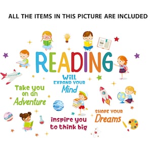 Reading Wall Stickers Educational Kids Wall Decals Classroom Decals ...