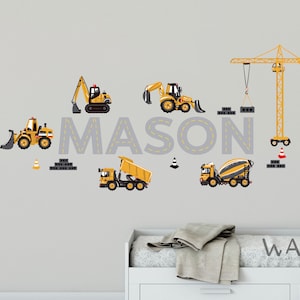 Personalized Name With Construction Trucks Wall Decals, Custom ...