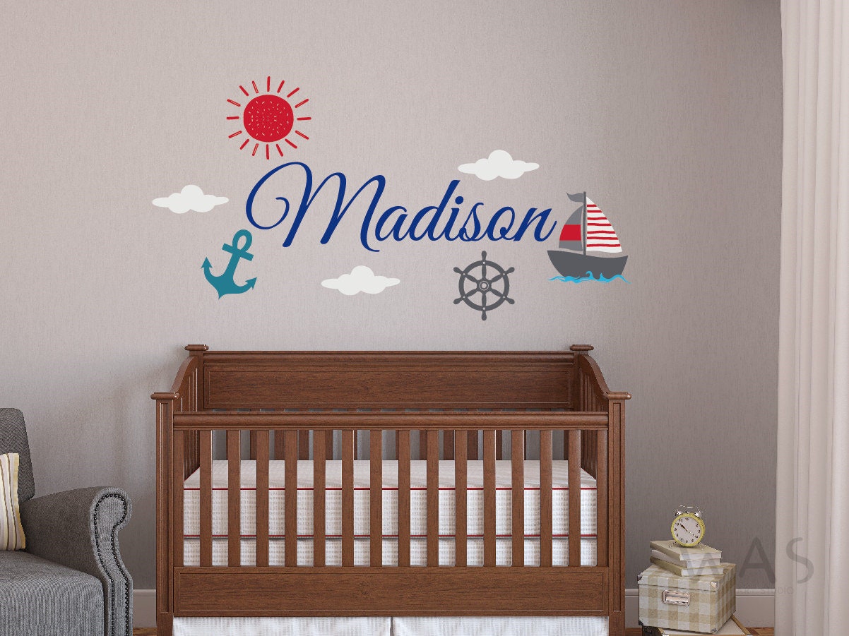 Custom Nautical Name Wall Decalboy Room Decor Custon Boy - Etsy