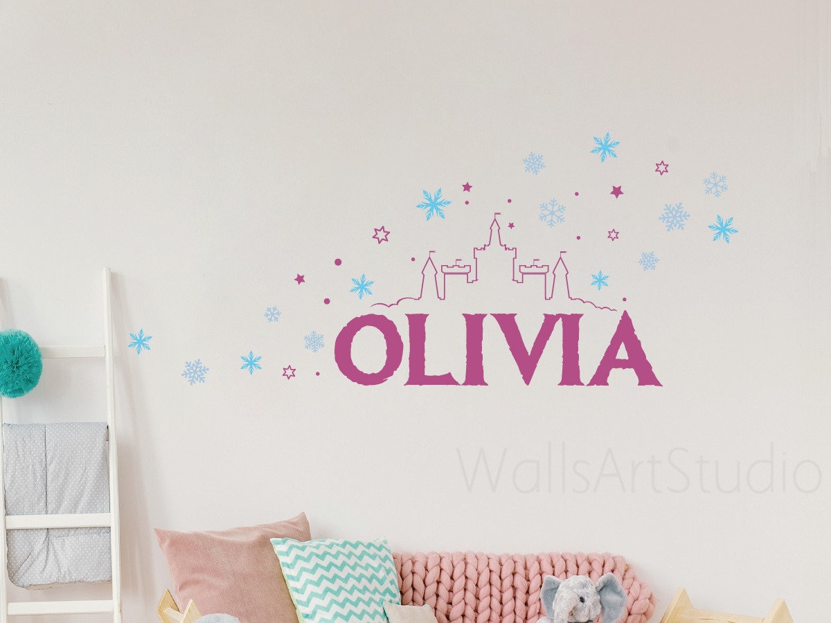 Frozen Snowflakes Decals Name With Forzen Style Wall Decal | Etsy