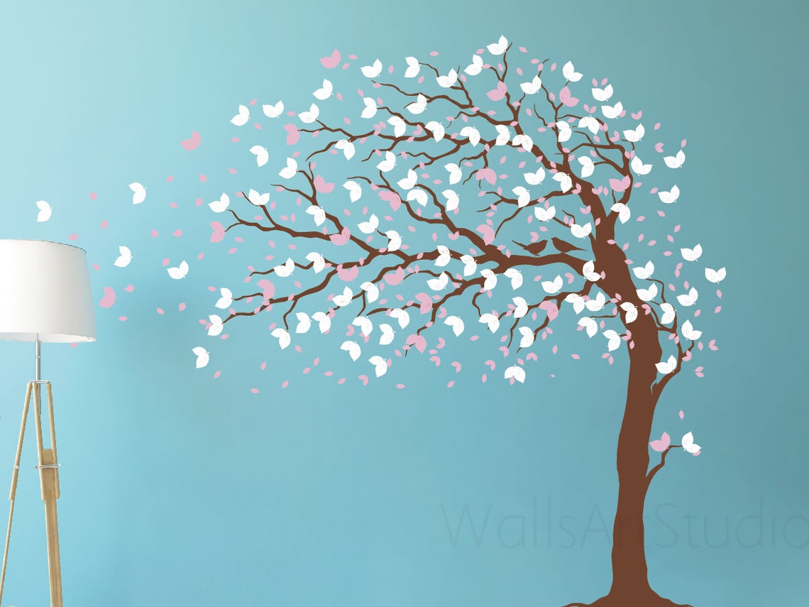 Blowing Tree Wall Decal Large Tree Wall Decal Girls Room - Etsy