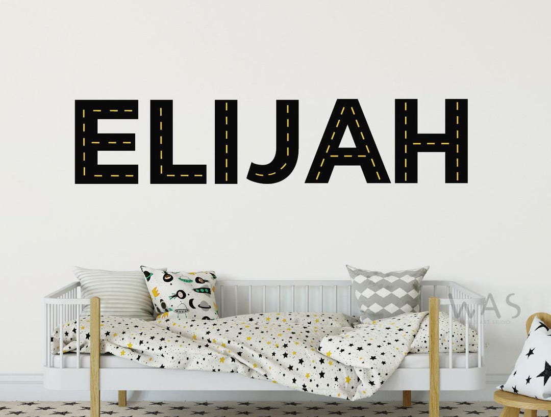 Personalized Road Style Name Wall Decals, Construction Road Name Wall ...