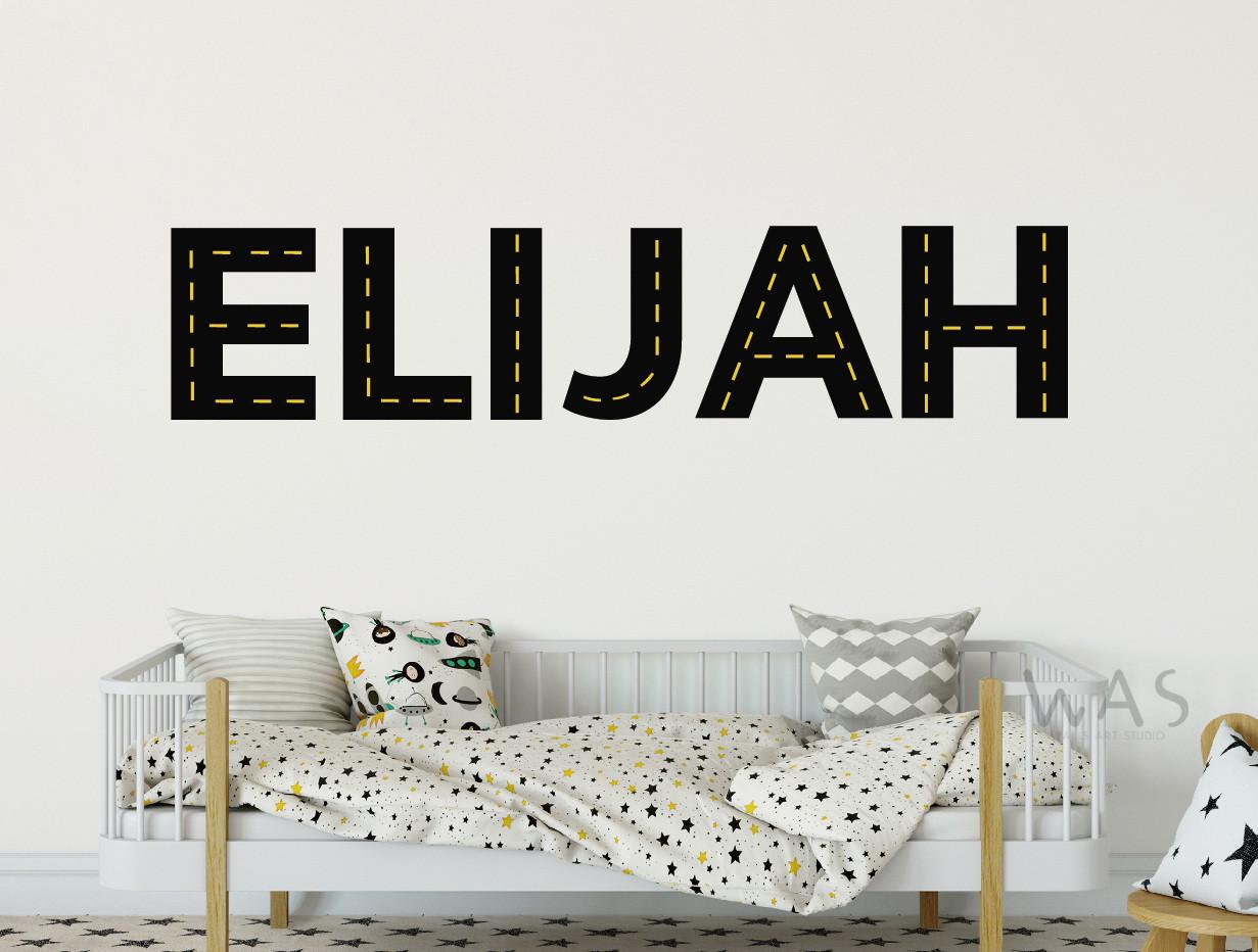 Personalized Road Style Name Wall Decals, Construction Road Name Wall ...