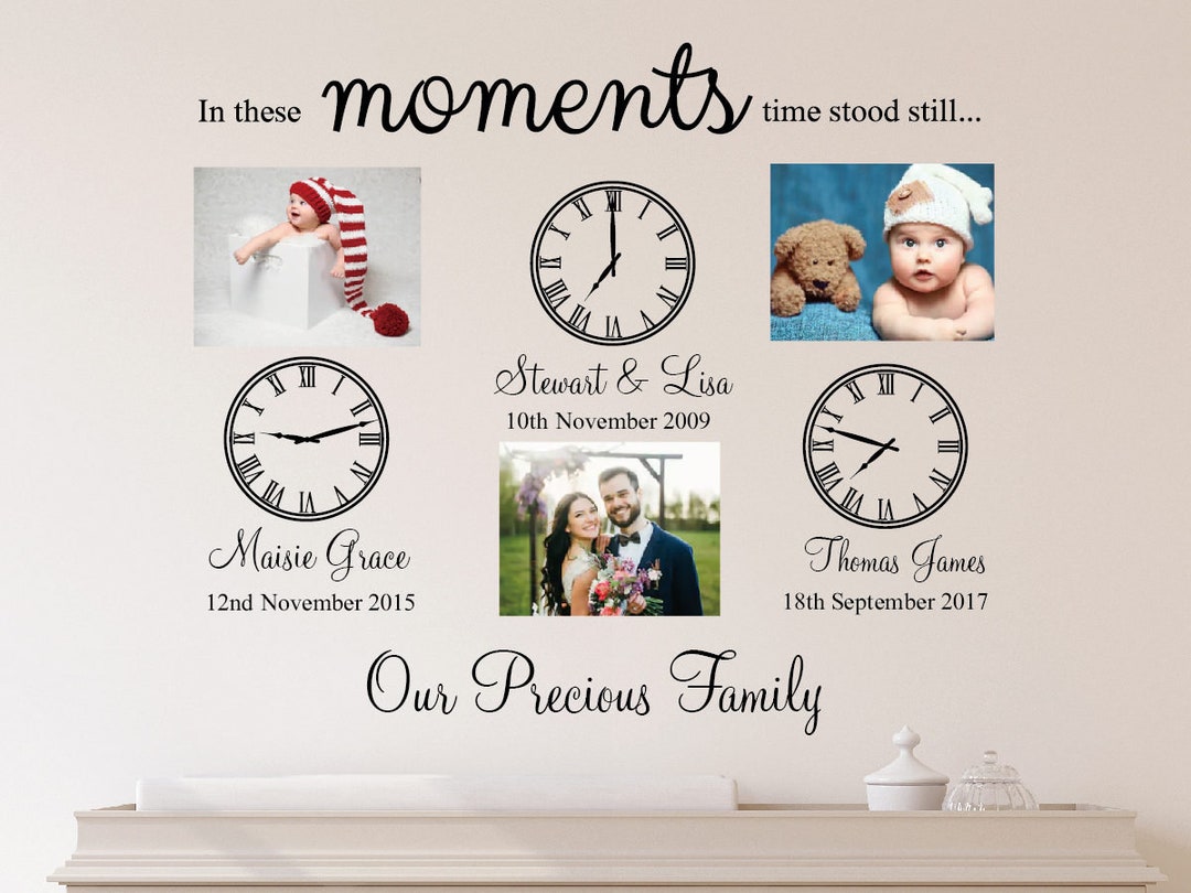 In These Moments Time Stood Still Vinyl Wall Sticker With Clock Wall ...