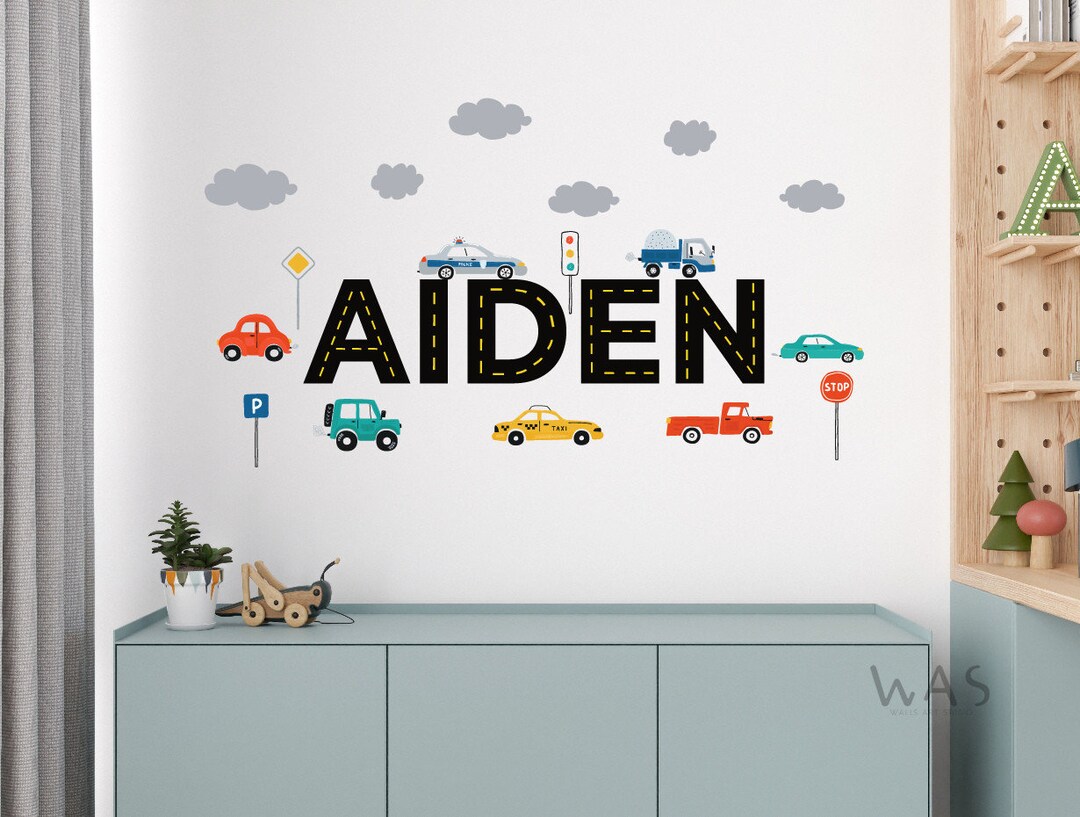 Personalized Name With Cute Construction Vehicles Wall Decals, City ...