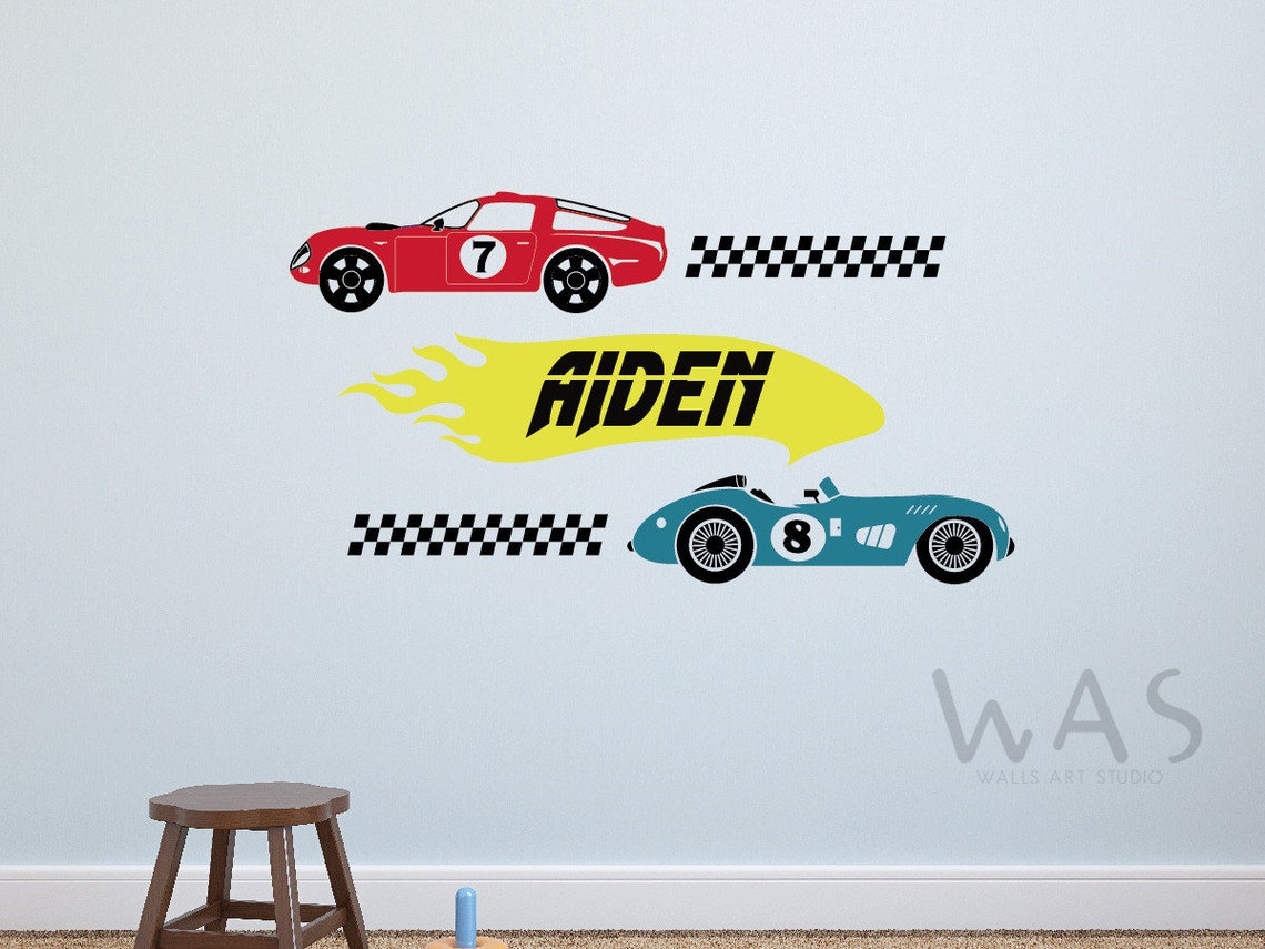 Personalized Race Car Name Wall Decal - Racing Wall Decals - Nursery ...