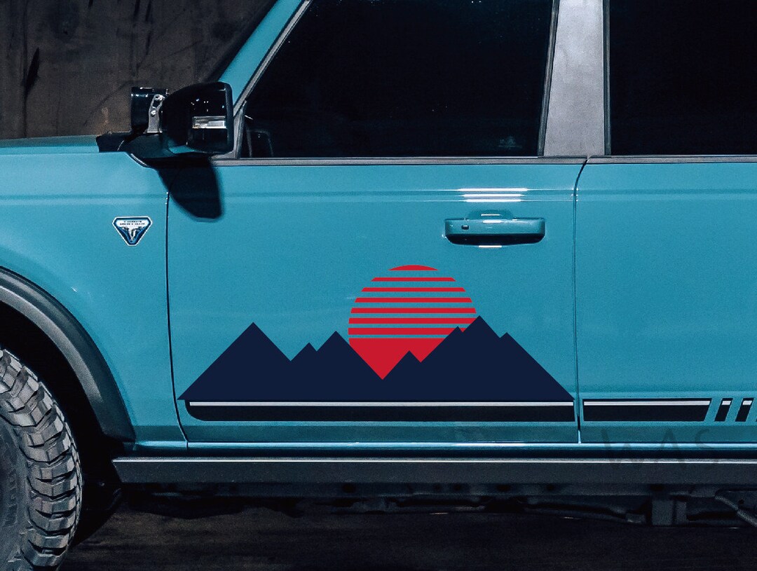 Mountains Wall Decal With Sunset Wall Decals,retro Sun Wall Stickers ...