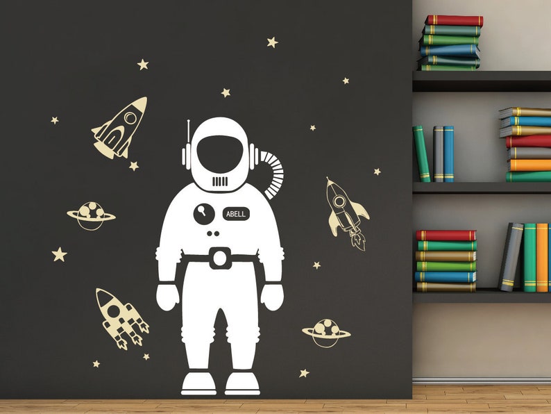 Spaceman Personalized Name Wall Vinyl Decals Boys Room Wall Decor ...