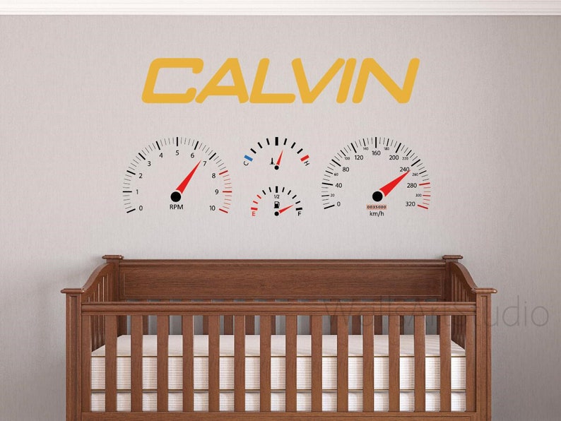 Boy Custom Name Wall Decal Speedometer Wall Decal Racing Car - Etsy