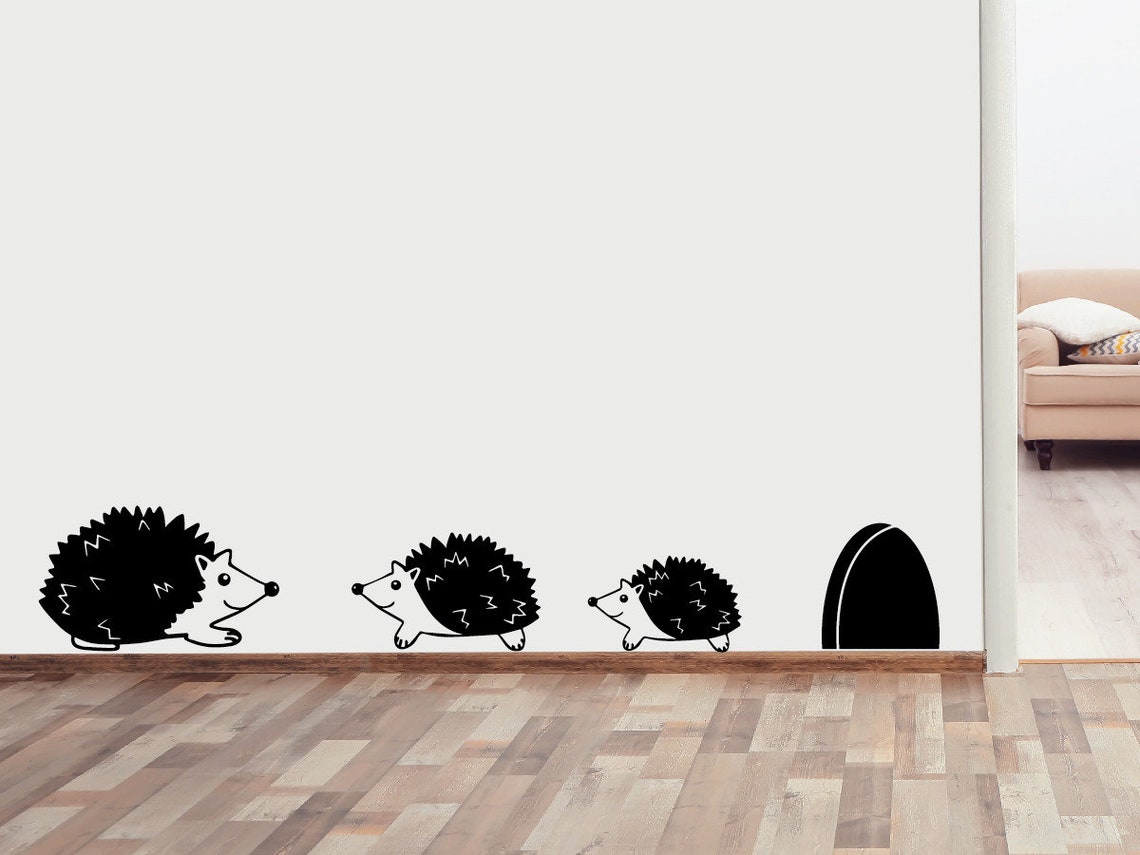 Hedgehog Vinyl Decal Animal Wall Decal Cute Hedgehog Wall - Etsy