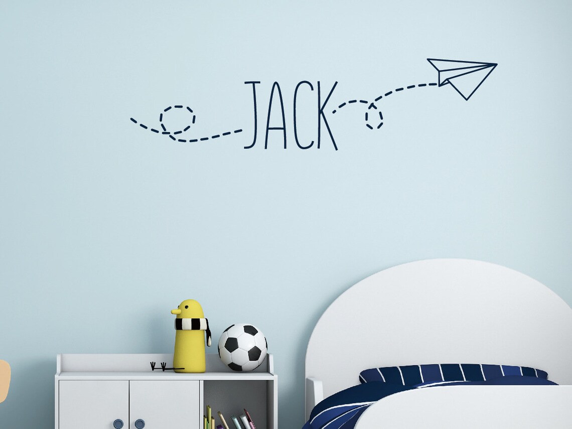 Flying Paper Airplane Wall Sticker With Personalized Name | Etsy