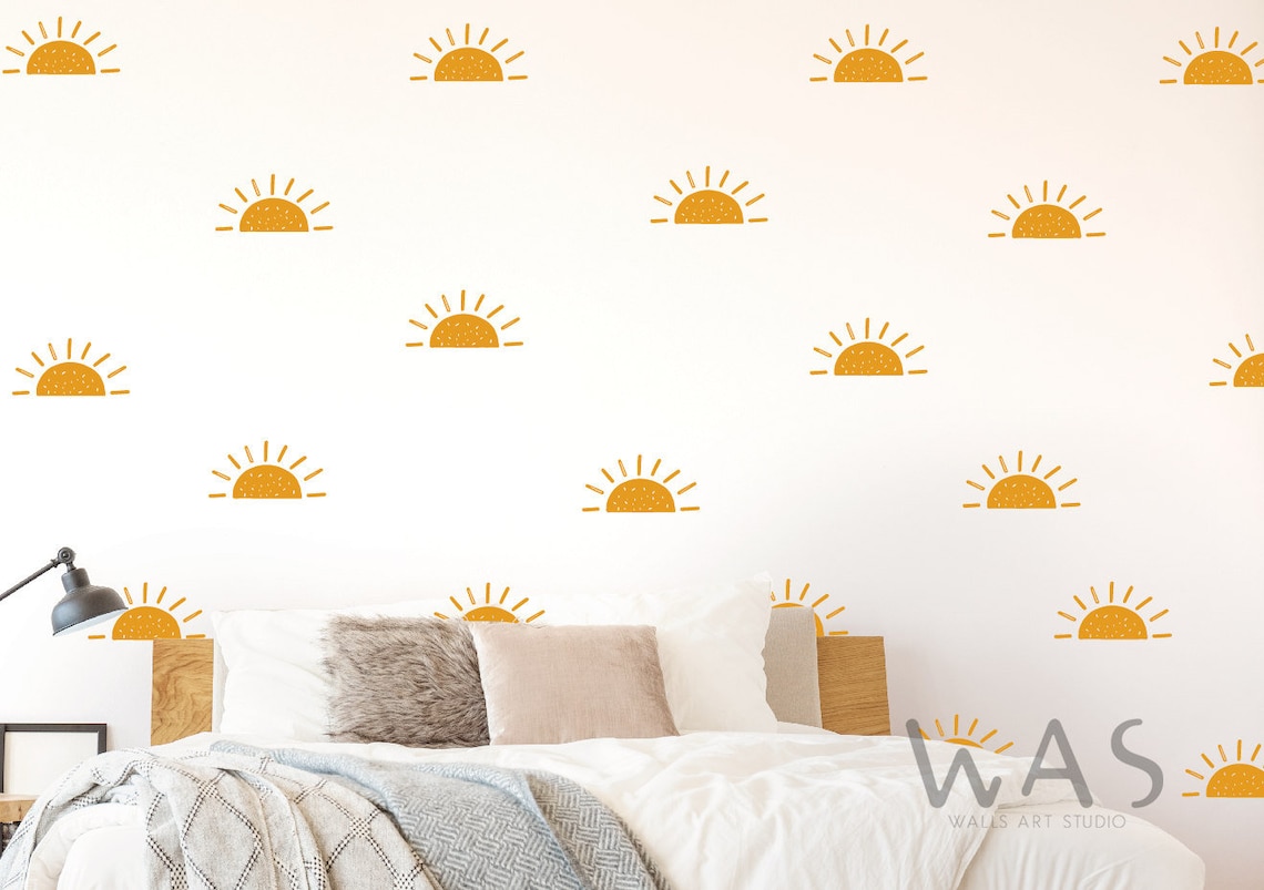 Sun Pattern Wall Decal Half Sun Style Wall Stickernursery - Etsy