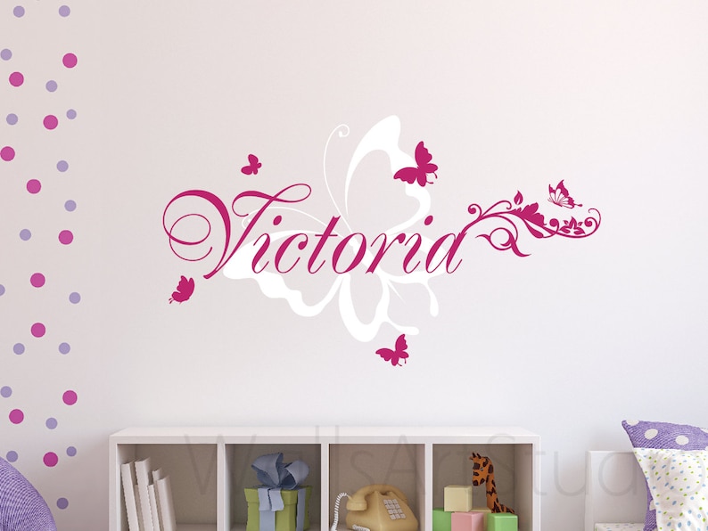 Butterfly With Name Wall Decal, Butterfly With Personalized Name Wall ...
