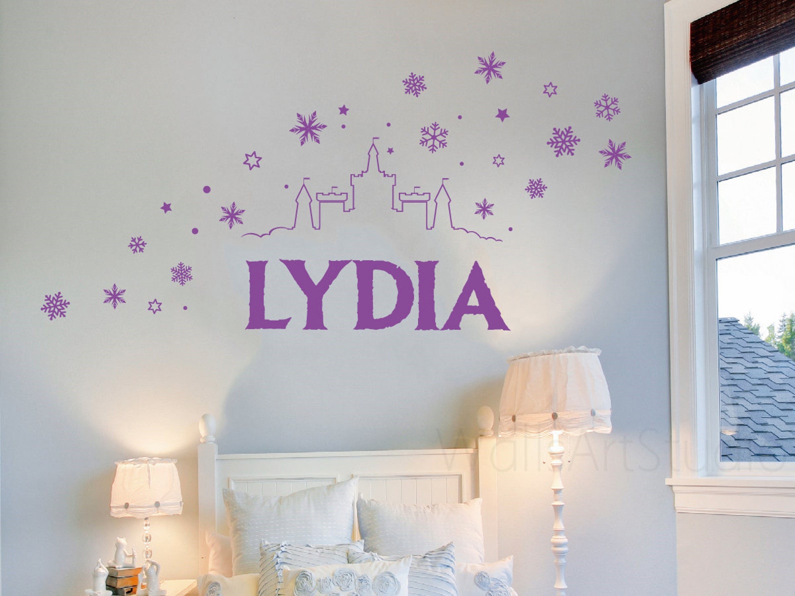 Frozen Snowflakes Decals Name With Forzen Style Wall Decal | Etsy