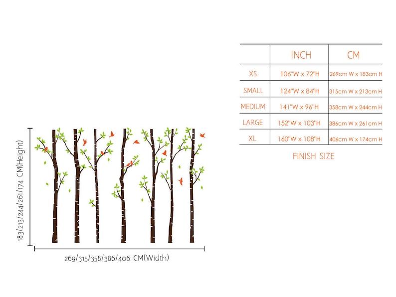 Large Birch Tree Decal Birch Tree Wall Decor Peel Stick | Etsy
