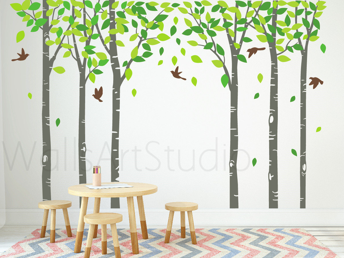 Birch Trees Wall Decal Birch Tree Decor Tree Decals for Kids - Etsy
