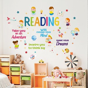 Reading Wall Stickers Educational Kids Wall Decals Classroom Decals ...