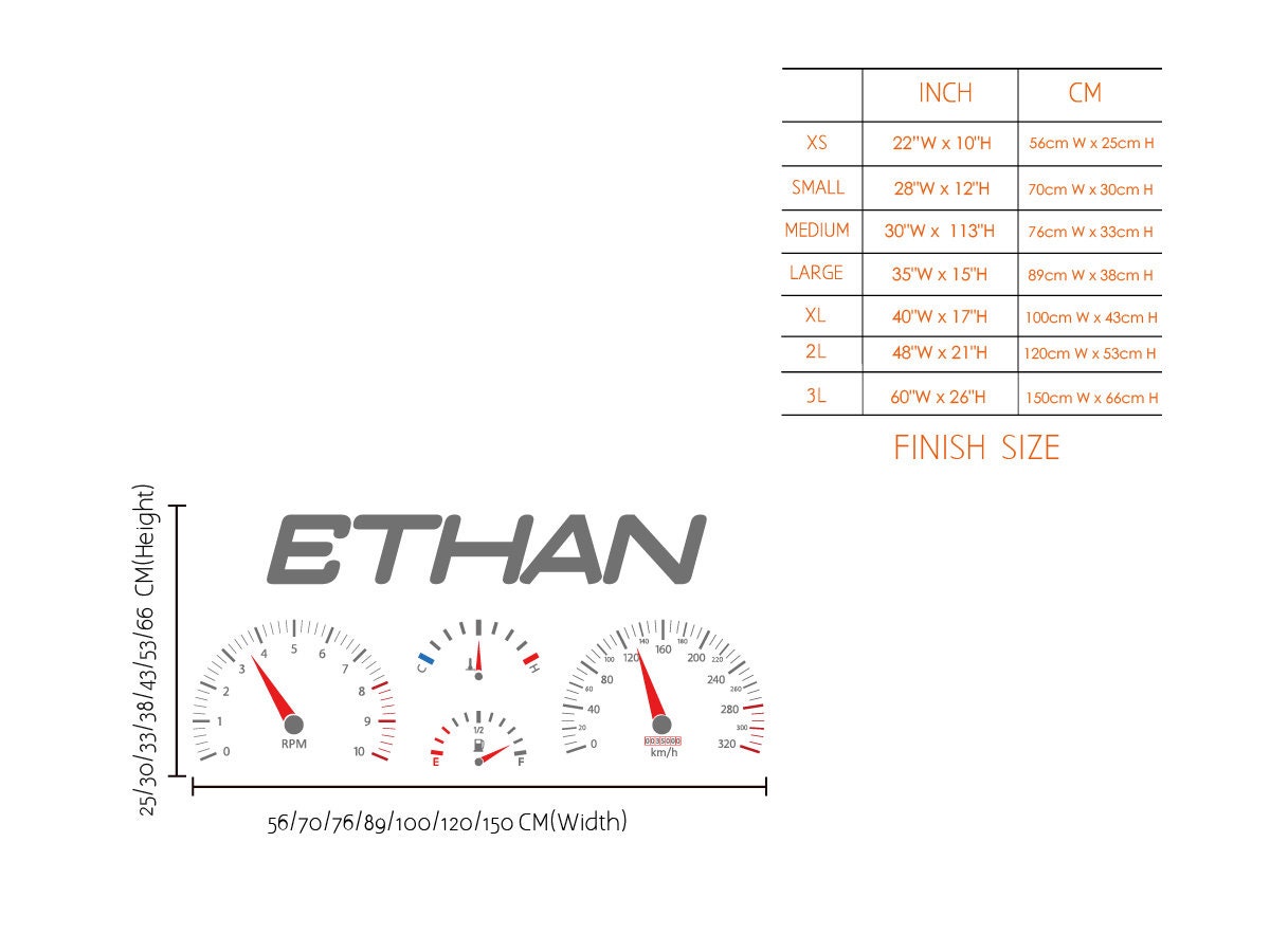 Boy Custom Name Wall Decal Speedometer Wall Decal Racing Car | Etsy