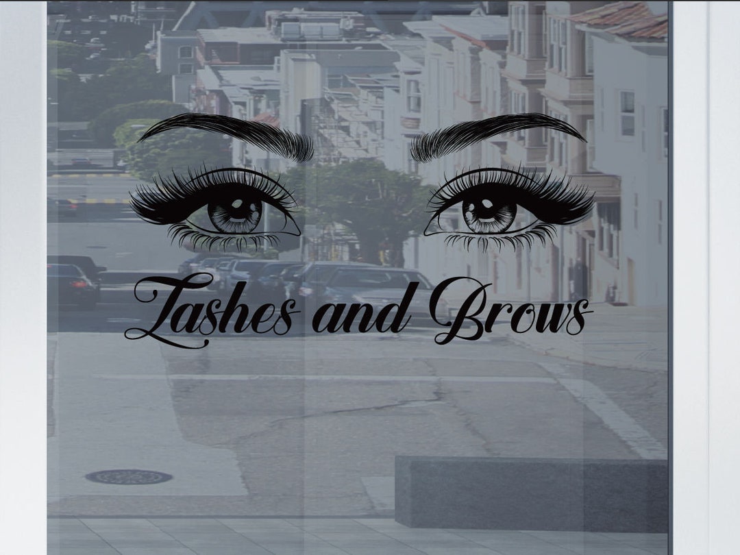 Beauty Salon Shop Decal , Window Sticker, Face Eyelashes Eyebrows Decal ...