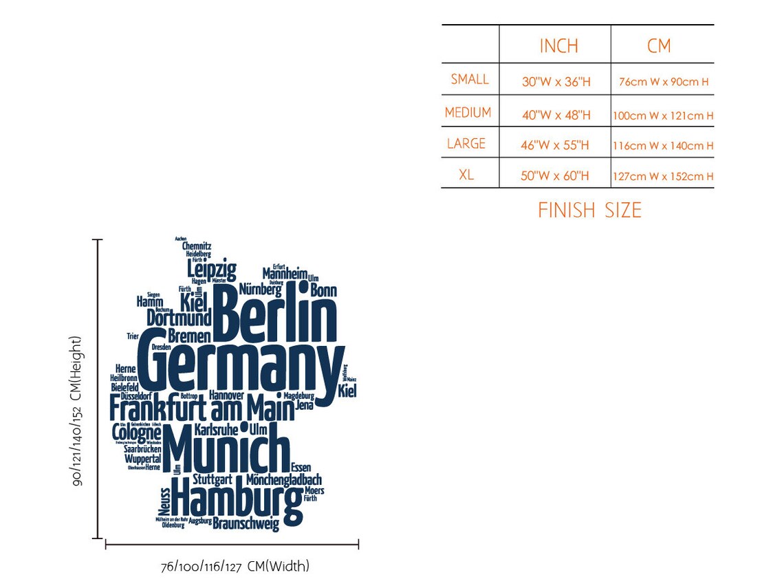 German Map Wall Decalsgerman City Names Wall Decals German | Etsy