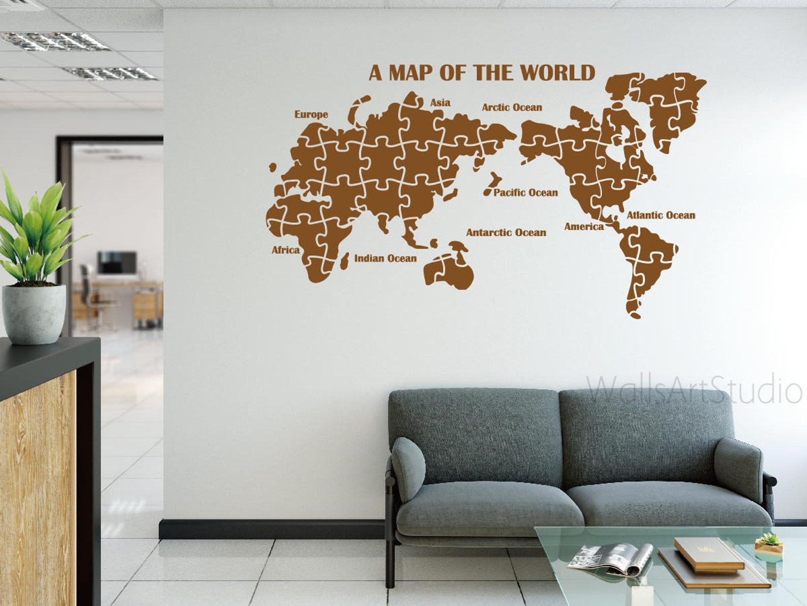 World Map Sticker,creativity World Map Decal , Nordic Style World Map ...