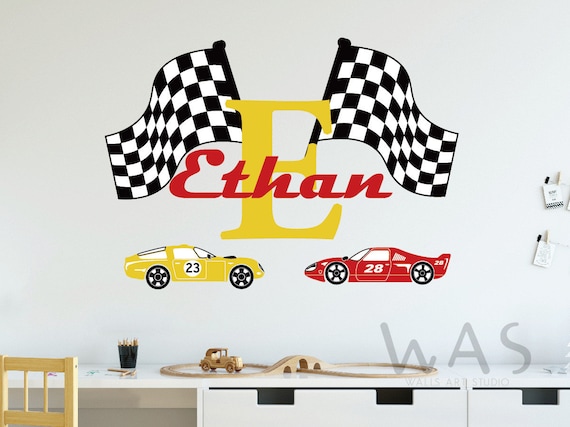 Custom Racing Name Wall Decal for Boysspeedy Race Flag Wall | Etsy