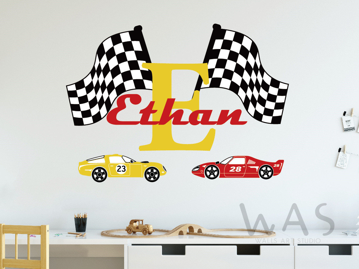 Custom Racing Name Wall Decal for Boysspeedy Race Flag Wall | Etsy