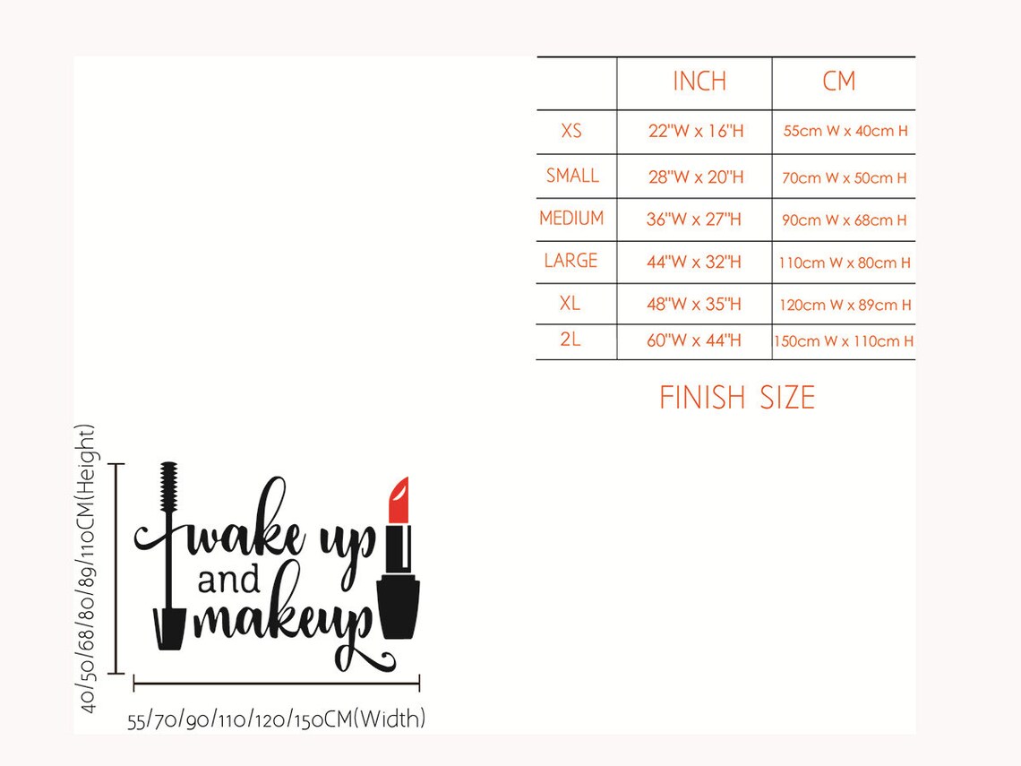 Wake up and Make up Quotes Wall Decal, Apartment Wall Decor, Girls Room ...