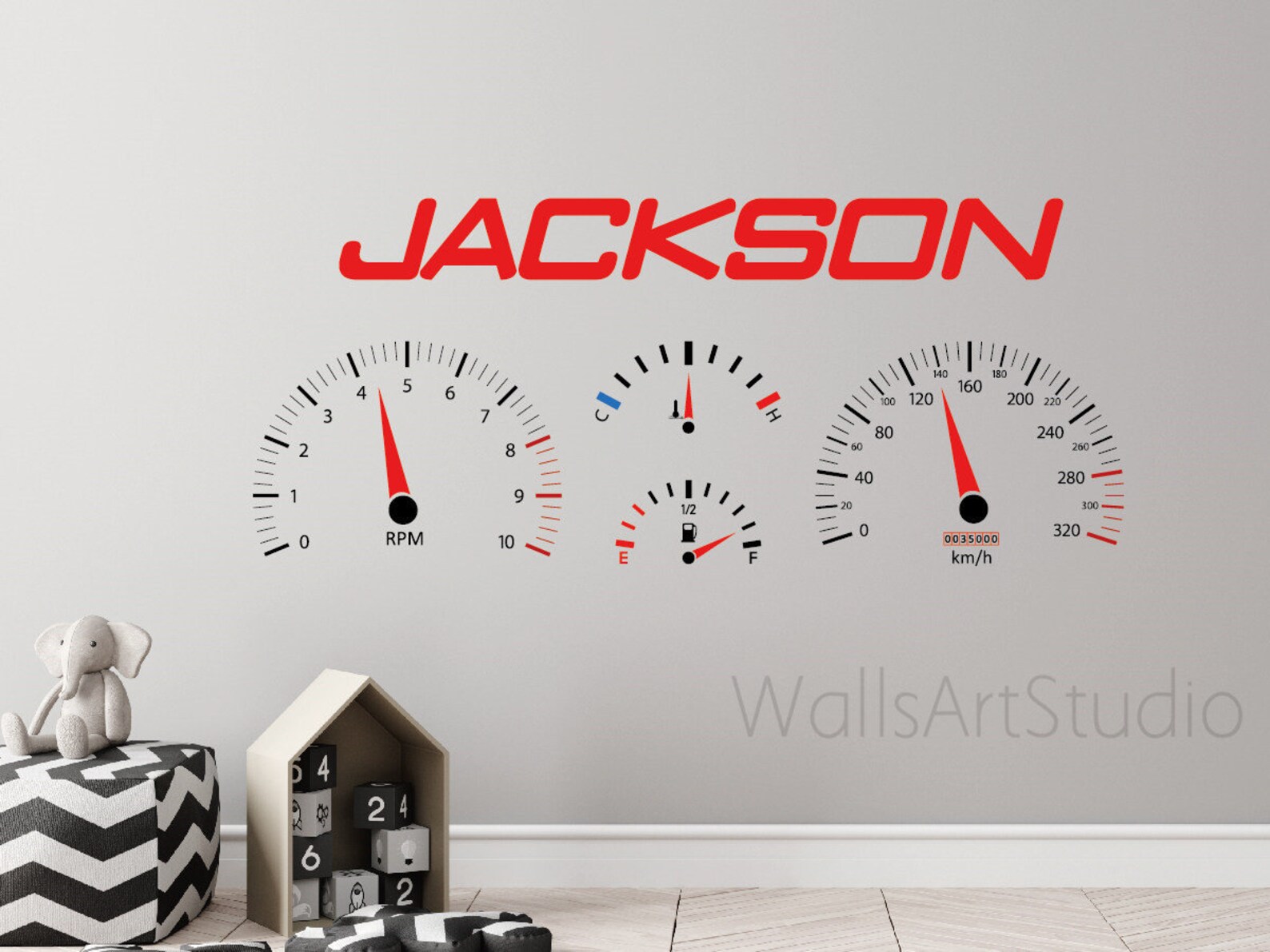 Boy Custom Name Wall Decal Speedometer Wall Decal Racing Car - Etsy