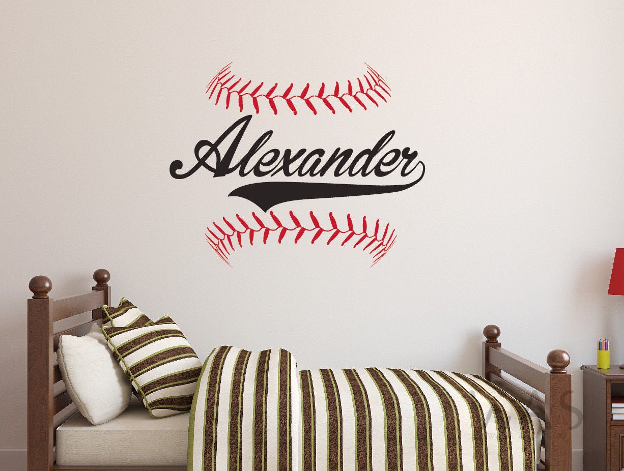 Custom Baseball Name Wall Decal - Baseball Wall Decals - Nursery Wall ...
