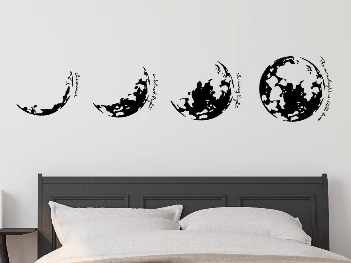 Moon Phases Wall Decal With Names Bedroom Wall Sticker - Etsy