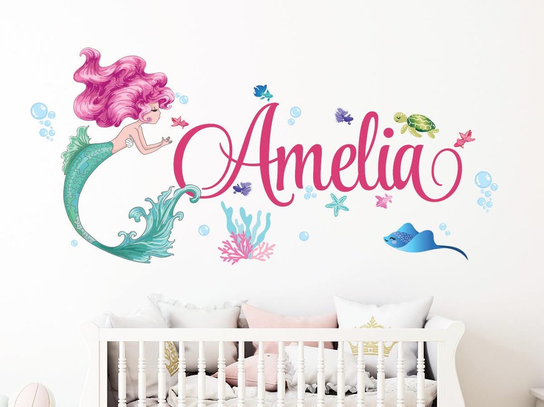 Personalized Mermaid Name Wall Sticker,little Mermaid Nursery Baby Room ...