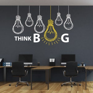 Think Big With Lines Bulb Decor Wall Art Wall Decal Inspirational ...
