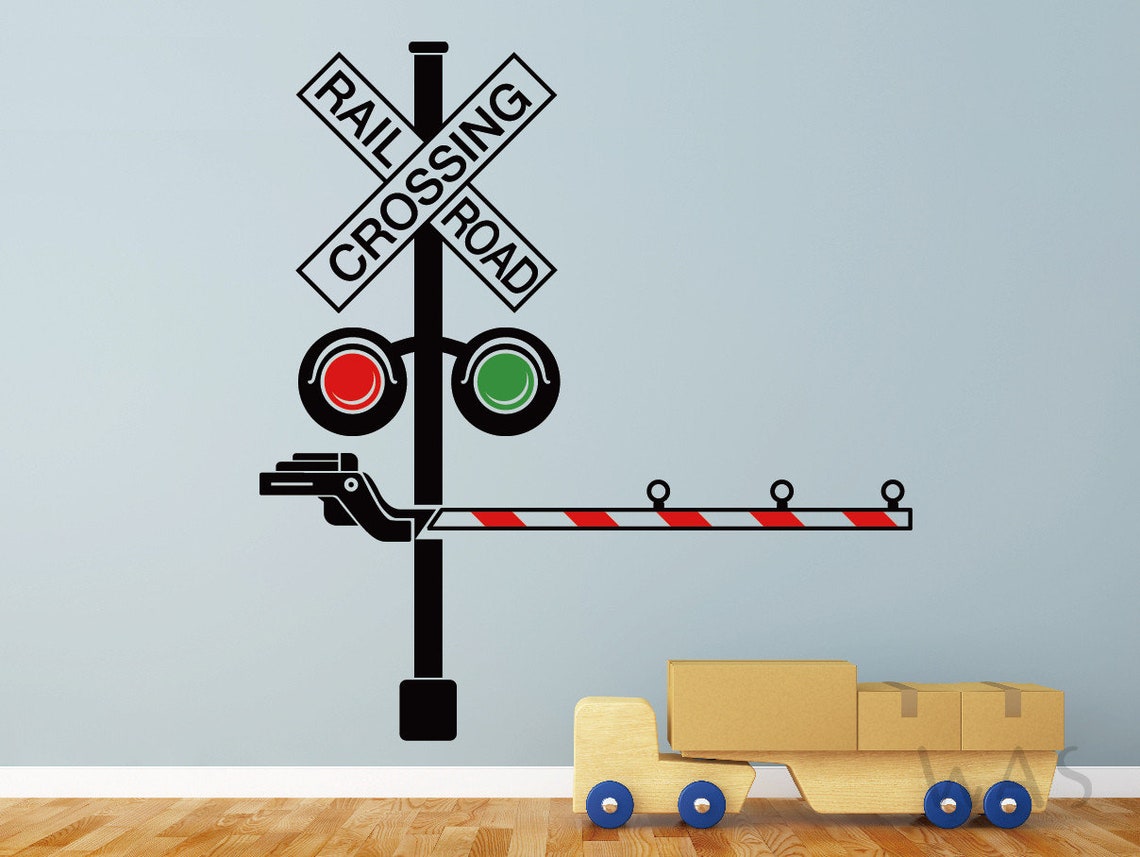 Railroad Train Crossing Lights Wall Decal - Children Kids Nursery Wall ...