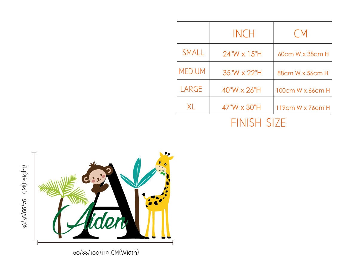 Custom Name & Initial Giraffe Monkey and Branches Baby Boy - Etsy