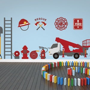 Firefighter Station Rescue Team-firetruck & Fireman Theme DIY Wall ...