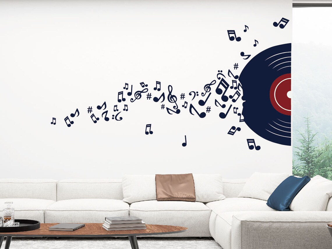 Musical Notation With Disc Wall Decals Musical Mark Vinyl Wall | Etsy
