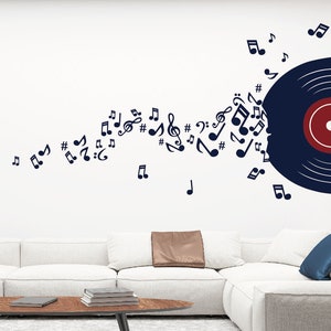 Musical Notation With Disc Wall Decals Musical Mark Vinyl Wall Sticker ...