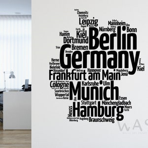 German Map Wall Decals,german City Names Wall Decals, German City ...