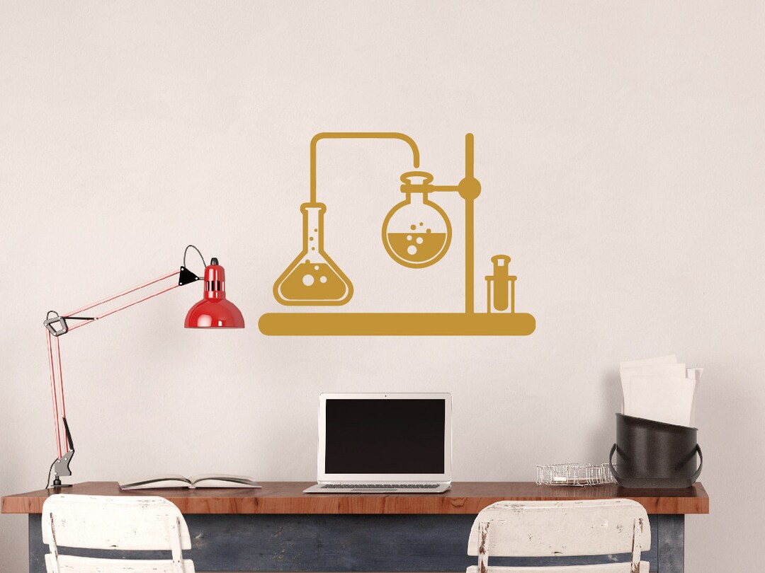 Chemical Experiment School Wall Decal, Science Students Vinyl Wall ...