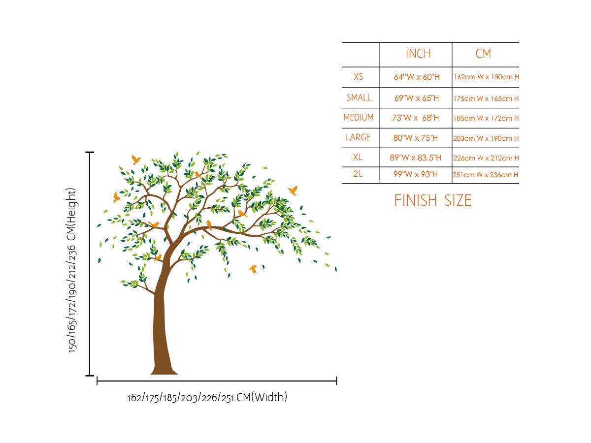 Blowing Tree Wall Decal Tree With Birds Wall Decal Girls | Etsy
