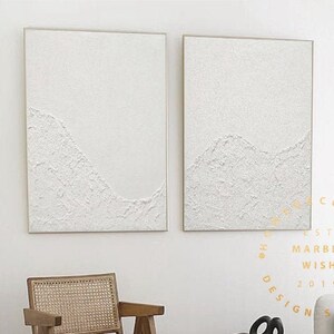 Large Set of 2 Painting 2 Piece Wall Art Canvas 3D White Painting White ...