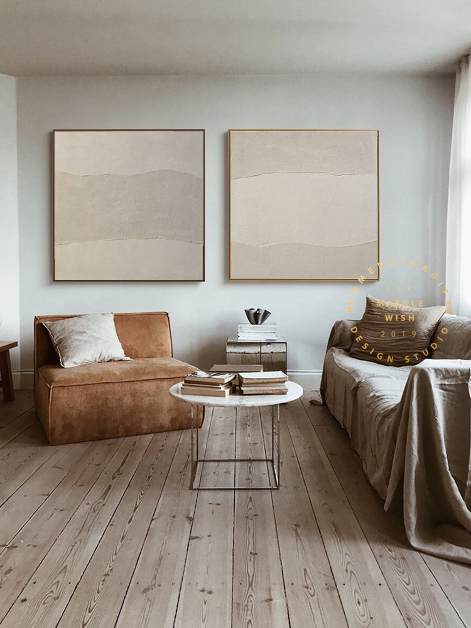 Original Large Nordic Beige Abstract Painting Boho Abstract | Etsy